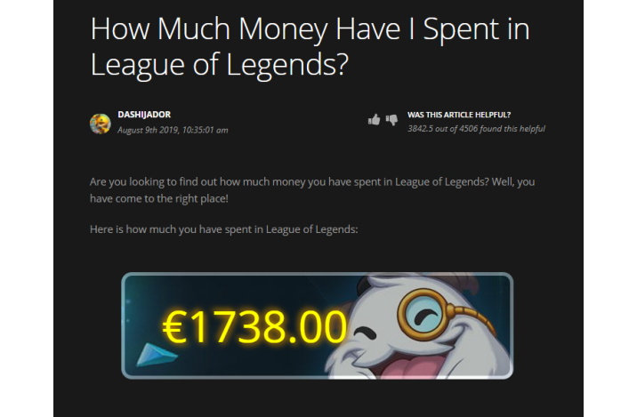 How much money have you spent on League of Legends? - Millenium