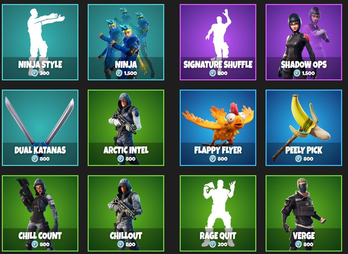Fortnite: Shadow Ops, Chillout and Ninja skin on offer in the Item Shop ...