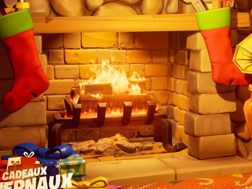 Fortnite: Warm yourself at the Yule Log in the Cozy Lodge - Millenium