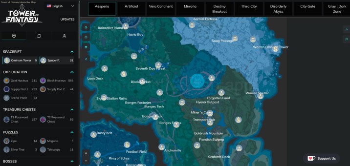 Tower of Fantasy interactive map: which map to use to make your life ...