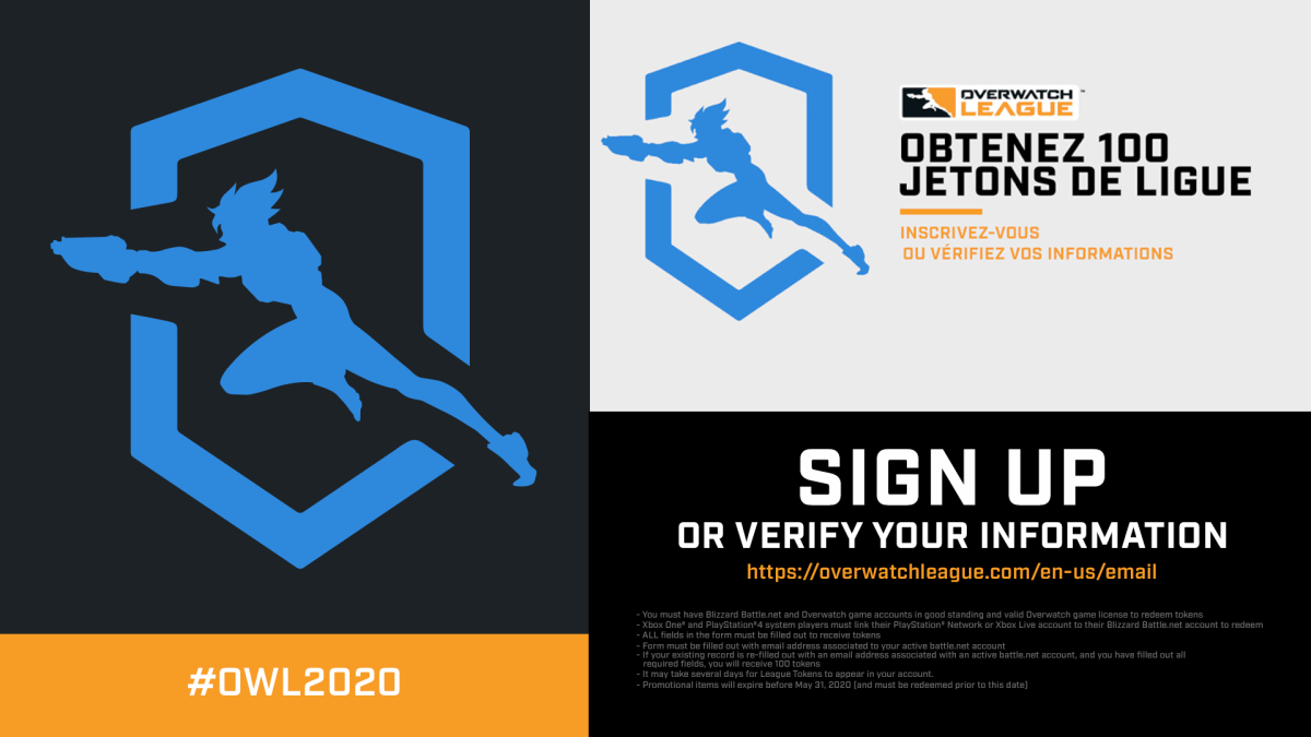 Get 100 Tokens by suscribing to the Overwatch League newsletter - Millenium