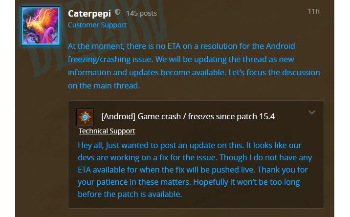Hearthstone — Mobile version bugs fixed with next update - Millenium