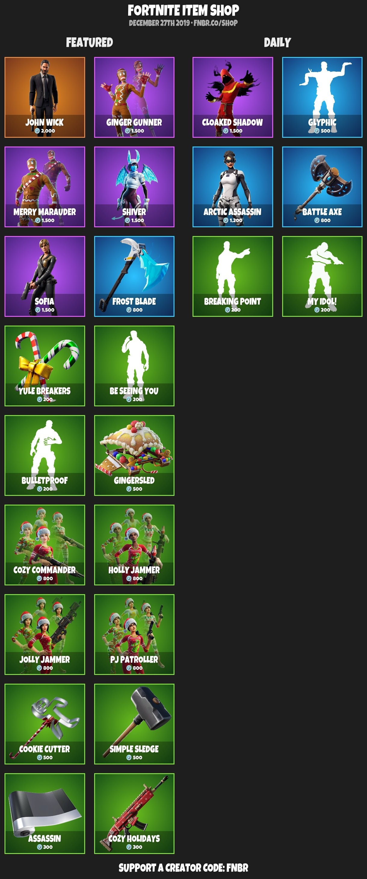 Fortnite Battle Royale Item Shop December 27: John Wick is back ...