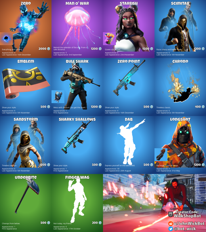 Fortnite skins today: Scimitar, Zero, Starfish & Bull Shark for January ...