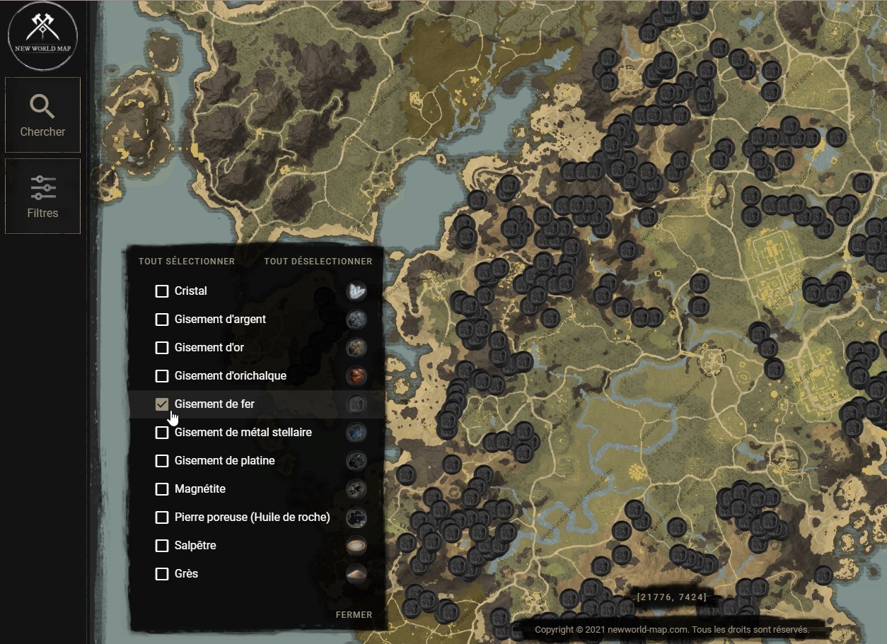 New World: Interactive map of resources - Millenium