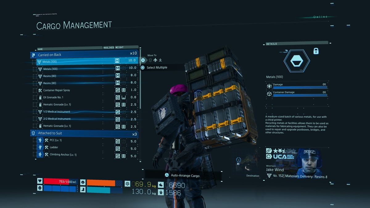 Death Stranding Guide: Delivery, inventory tips, cargo and weight ...